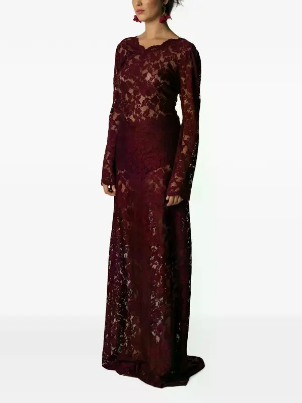 MIAU BY CLARA ROTESCU Amarante Long-sleeve Maxi Dress