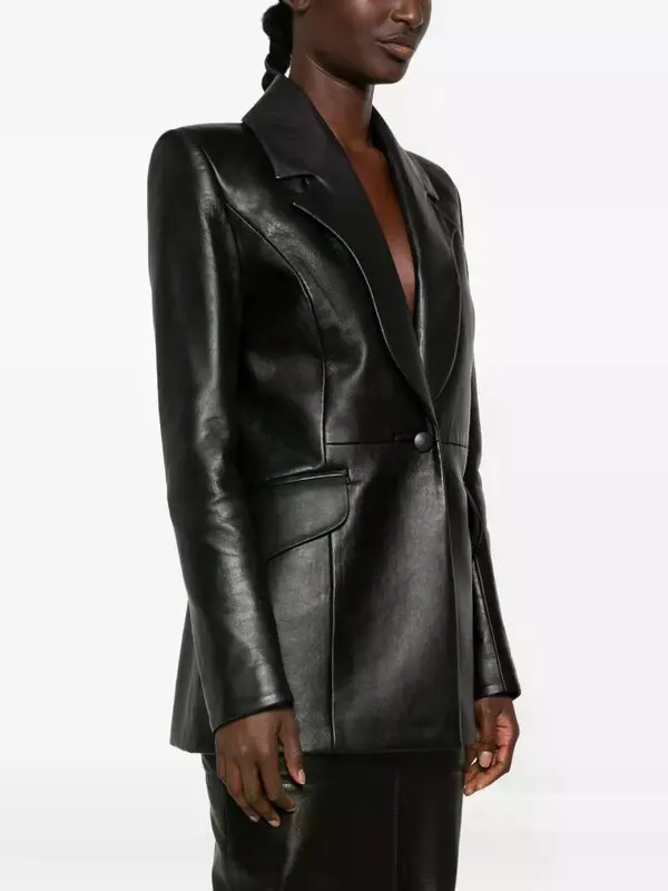 MITILIANE COUTURE Padded-shoulder Leather Blazer