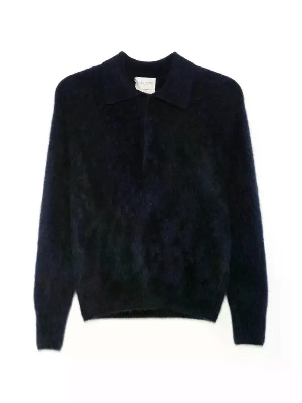FORTE_FORTE Brushed-knit Polo Top - Blue