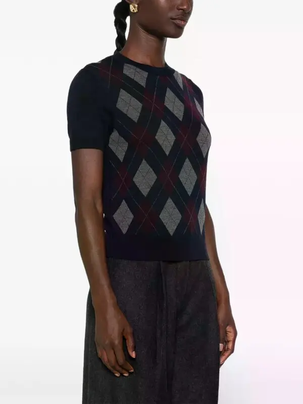 Tory Burch Argyle Short-sleeve Top - Blue