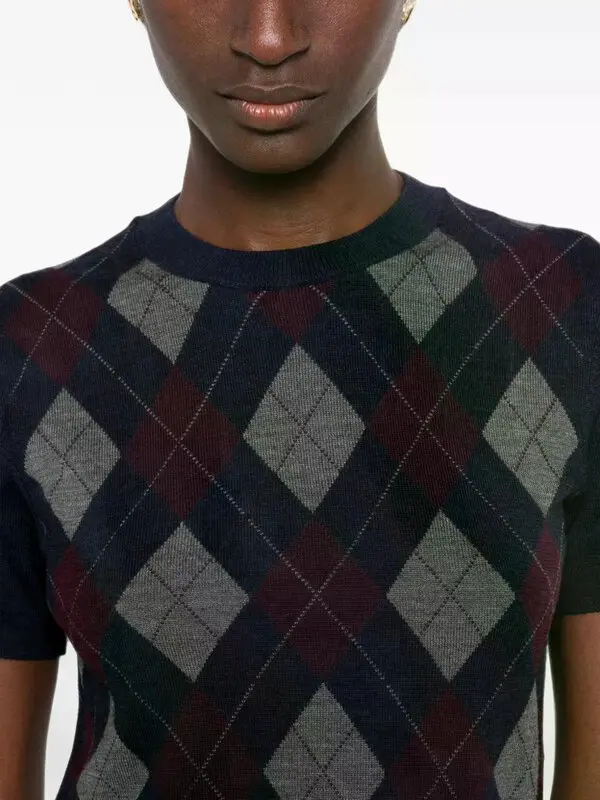 Tory Burch Argyle Short-sleeve Top - Blue