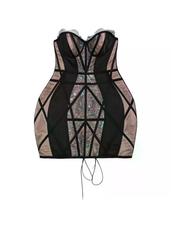MITILIANE COUTURE Chantilly Lace Mini Dress - Black