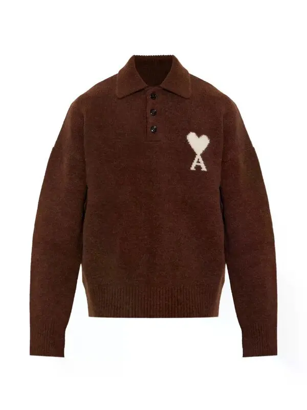 AMI Paris De Coeur Oversized Sweater - Brown