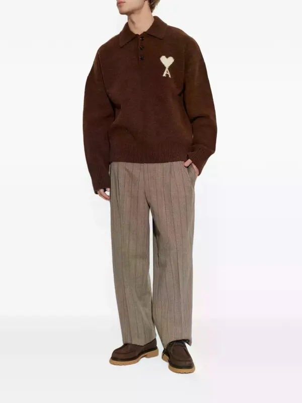 AMI Paris De Coeur Oversized Sweater - Brown