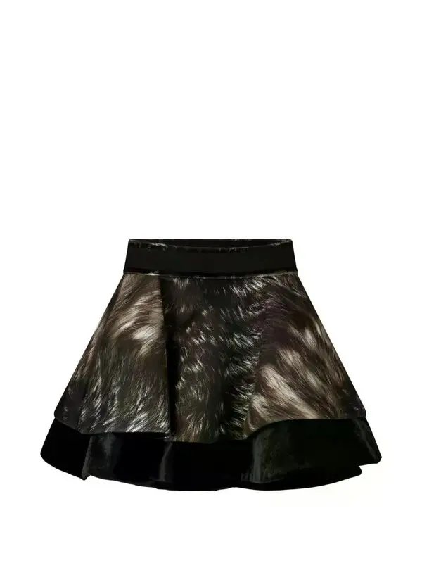 Roberto Cavalli Mini Fur-print Tiered Skirt