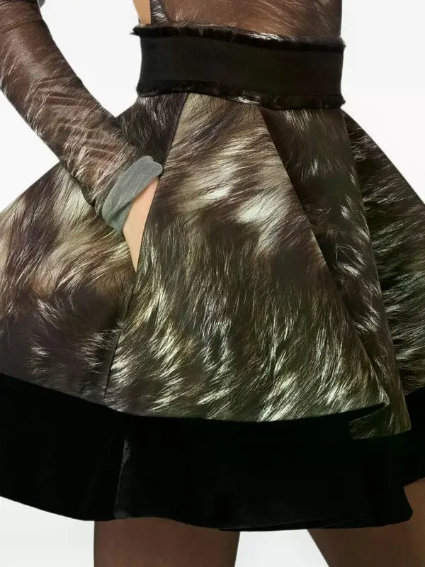 Roberto Cavalli Mini Fur-print Tiered Skirt