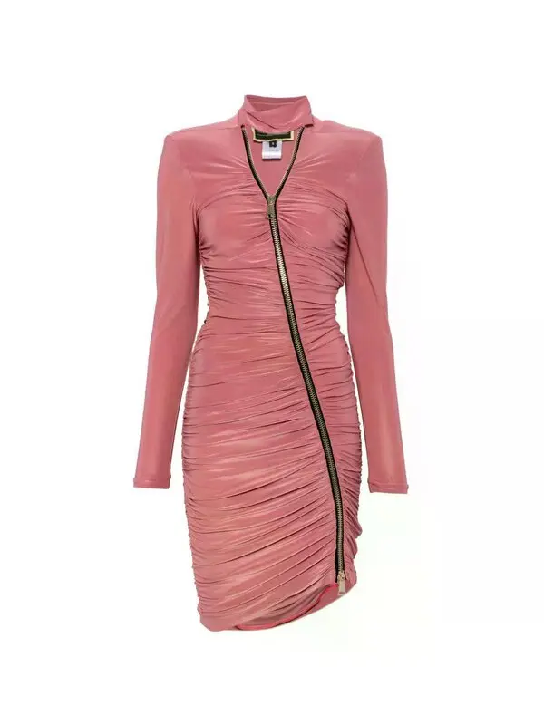 MITILIANE COUTURE Ruched Zipped Mini Dress - Pink