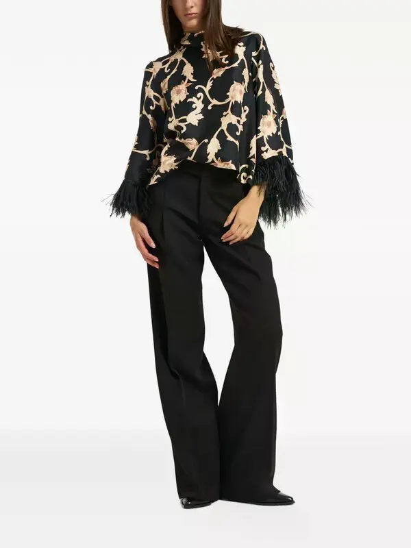 La DoubleJ Buttercup In Silk Twill With Feathers Make An Exit Top