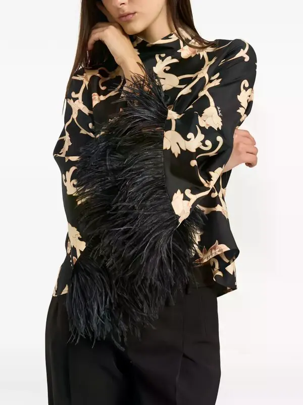La DoubleJ Buttercup In Silk Twill With Feathers Make An Exit Top