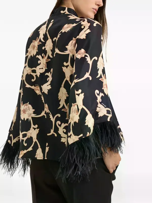La DoubleJ Buttercup In Silk Twill With Feathers Make An Exit Top