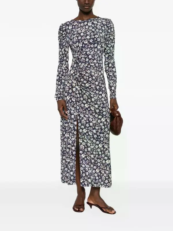 MAR DE MARGARITAS Floral-print Ruched Midi Dress