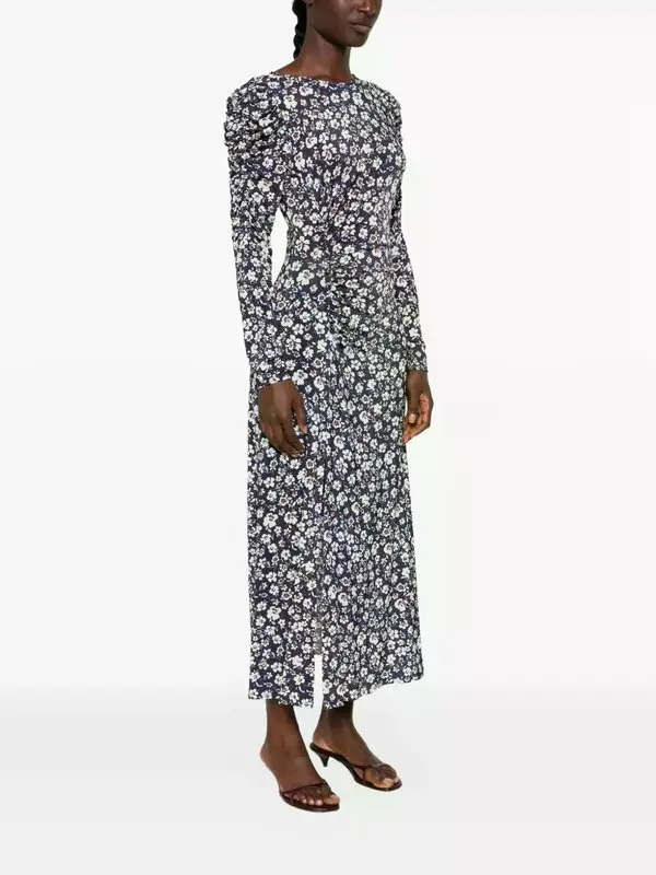 MAR DE MARGARITAS Floral-print Ruched Midi Dress