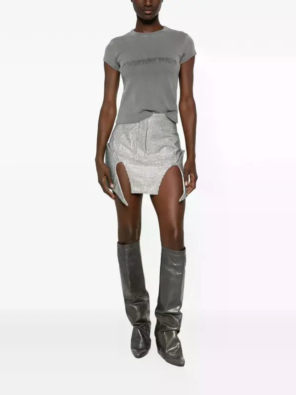MITILIANE COUTURE Rhinestone-embellished Cut-out Mini Skirt
