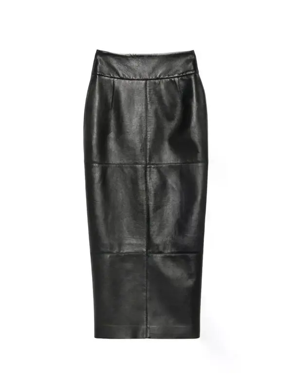 MITILIANE COUTURE Panelled Leather Midi Skirt