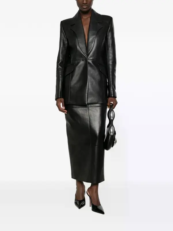 MITILIANE COUTURE Panelled Leather Midi Skirt