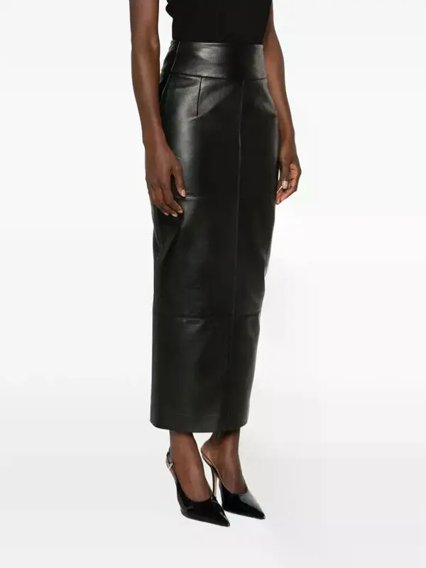 MITILIANE COUTURE Panelled Leather Midi Skirt