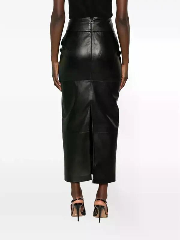 MITILIANE COUTURE Panelled Leather Midi Skirt