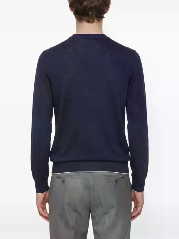 Eleventy Contrast-trim Fine-knit Sweater