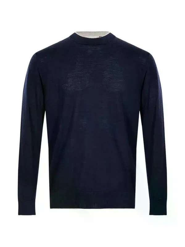 Eleventy Contrast-trim Fine-knit Sweater