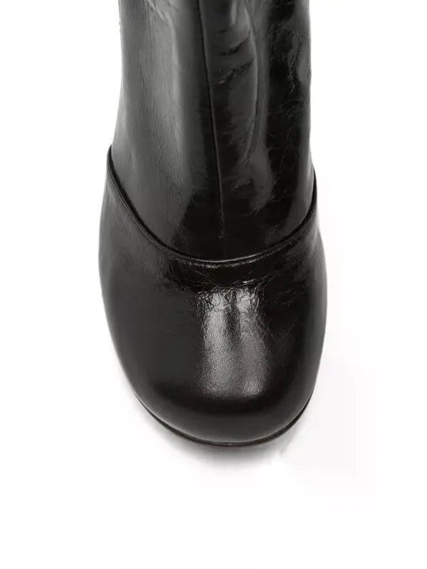 LORENA PAGGI Lace-up Crinkled-finish Ankle Boots