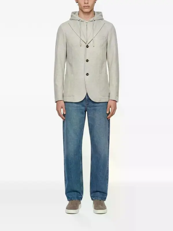 Eleventy Layered-effect Hooded Blazer - Grey