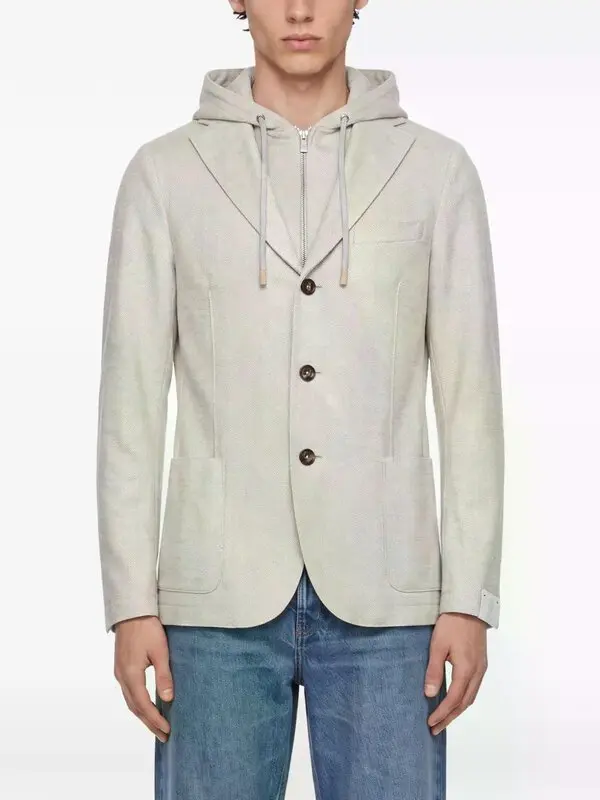 Eleventy Layered-effect Hooded Blazer - Grey