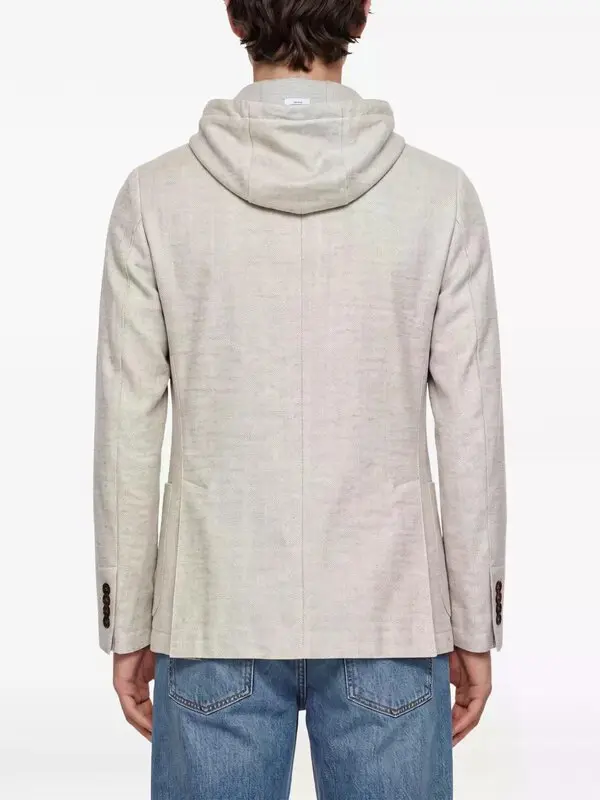 Eleventy Layered-effect Hooded Blazer - Grey