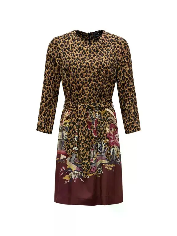 Etro Leopard-print Belted Mini Dress - Brown