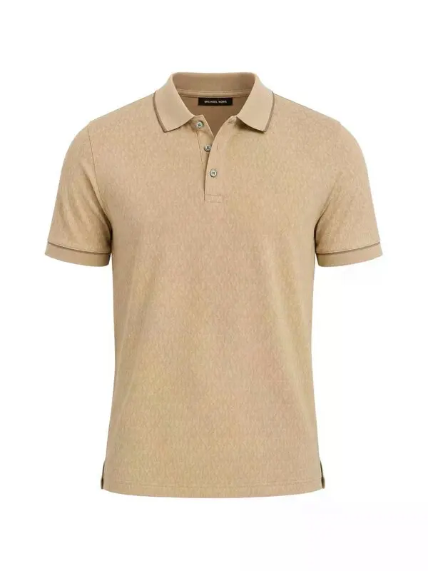 Michael Kors Signature-logo Cotton Jersey Polo Shirt - Neutrals