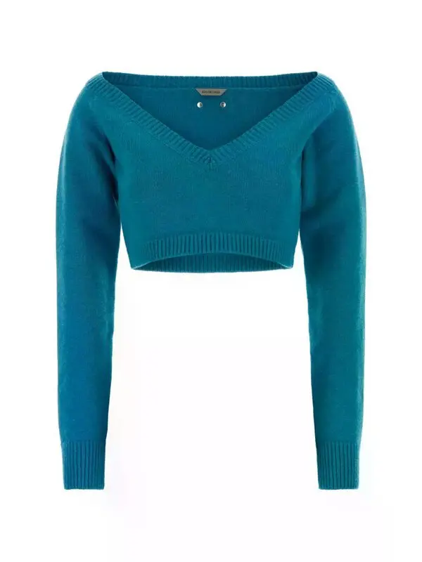 Balenciaga Cropped V-neck Sweater
