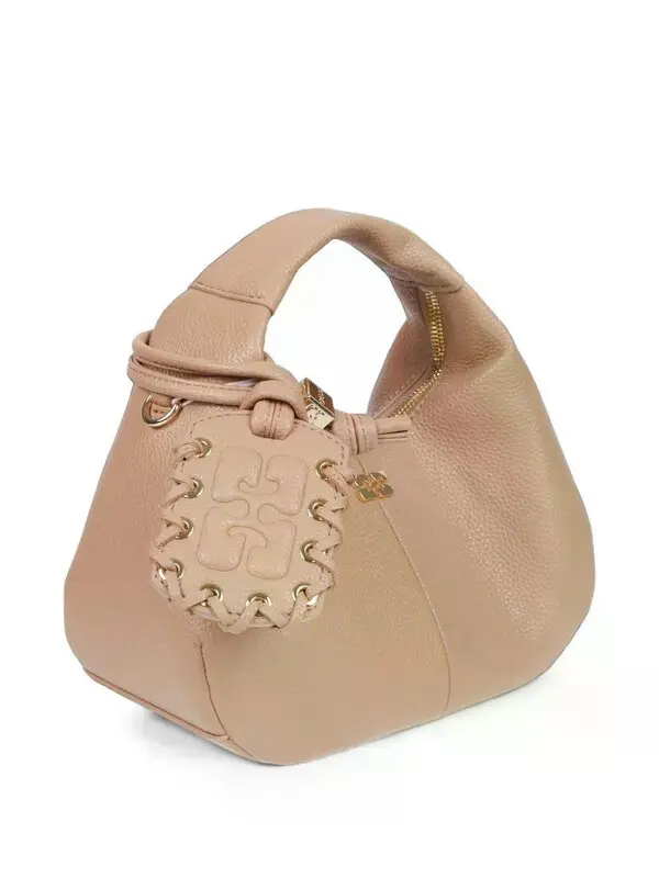 GANNI Mini Hobo Bag In Grained Brown