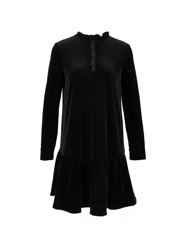 Emporio Armani Ruffled Velvet-finish Mini Dress - Black