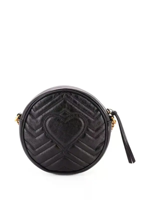 Gucci Gg Marmont Round Shoulder Bag Matelasse Leather Mini Crossbody Bag - Black