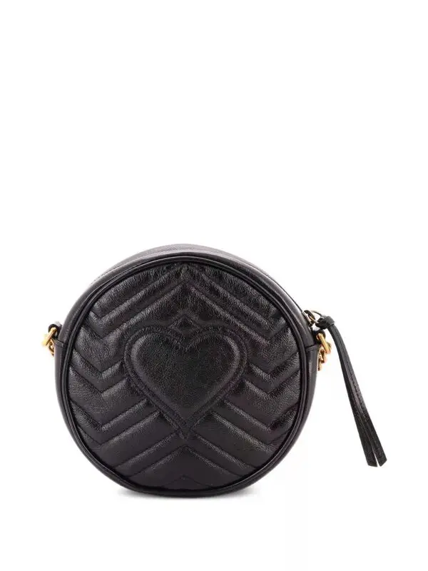 Gucci Gg Marmont Round Shoulder Bag Matelasse Leather Mini Crossbody Bag - Black