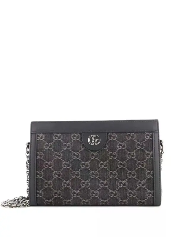 Gucci Ophidia Chain Gg Denim Small Shoulder Bag - Black