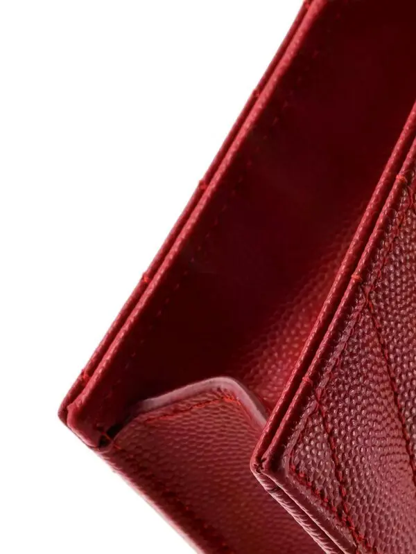 Saint Laurent Classic Monogram Wallet On Chain Matelasse Chevron Metallic Leather Small Crossbody Bag - Red