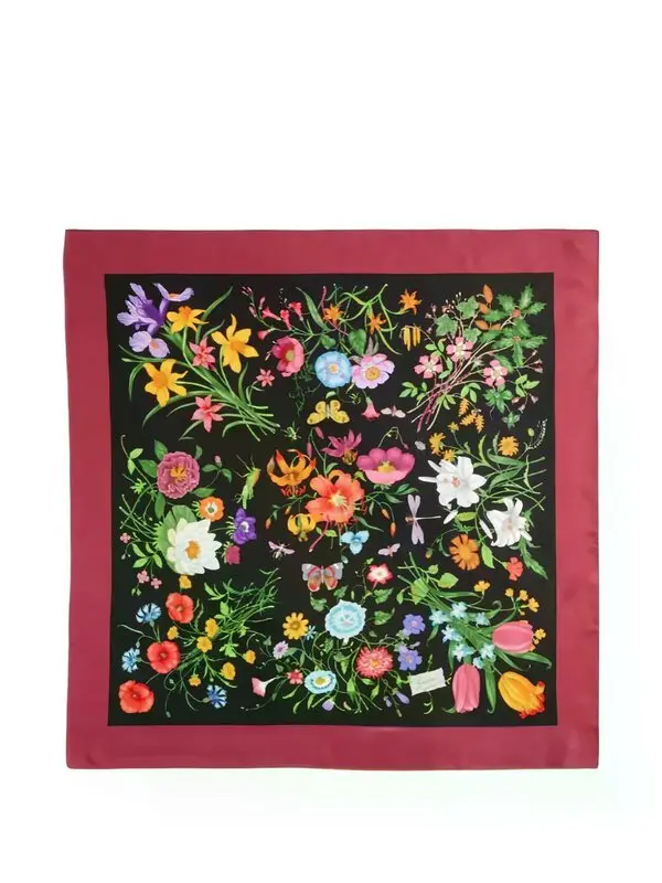 Gucci Silk Print Scarf - Black