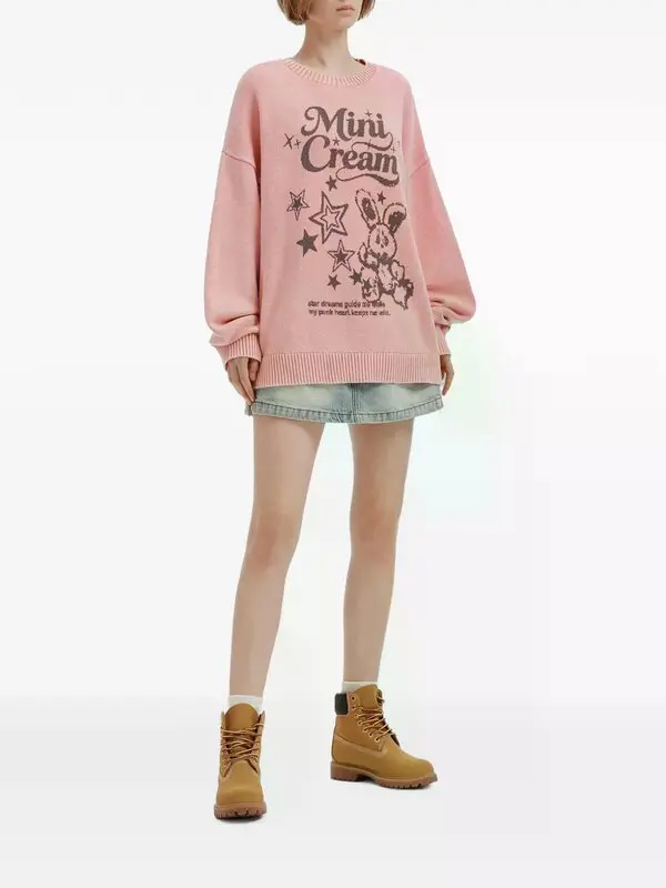 MINI CREAM Graphic-print Intarsia-knit Sweater