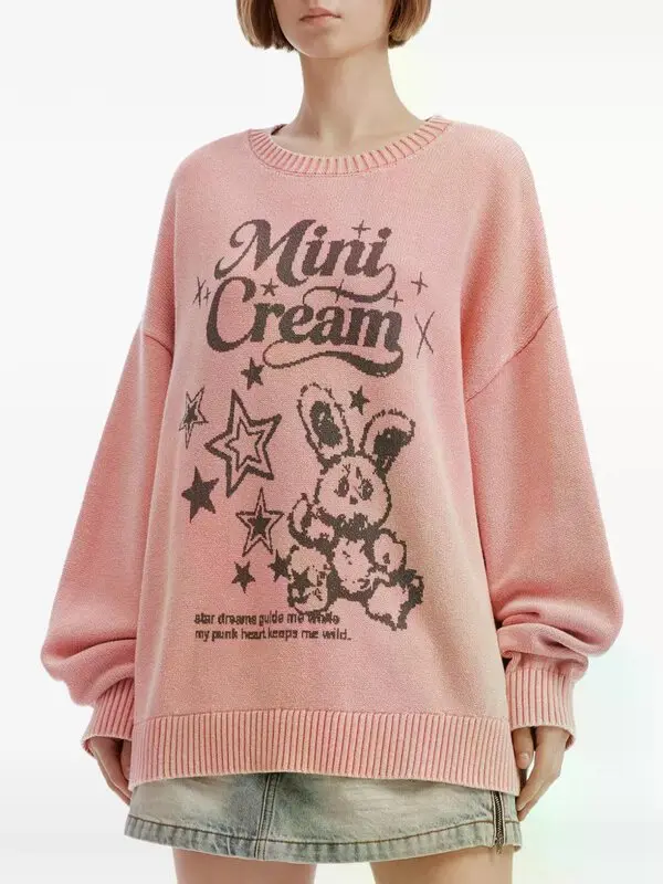 MINI CREAM Graphic-print Intarsia-knit Sweater