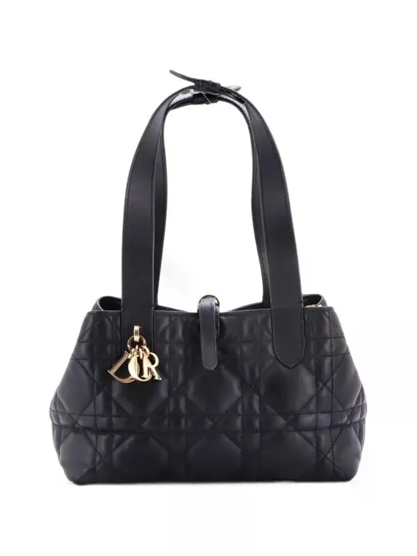 Dior Toujours Macrocannage Quilt Calfskin Small Tote Bag - Black