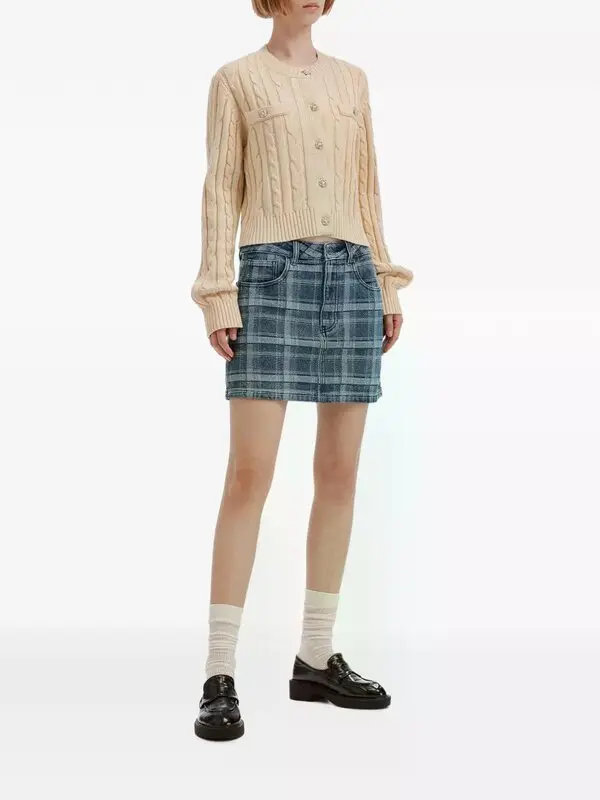 B+AB Check-pattern Denim Mini Skirt
