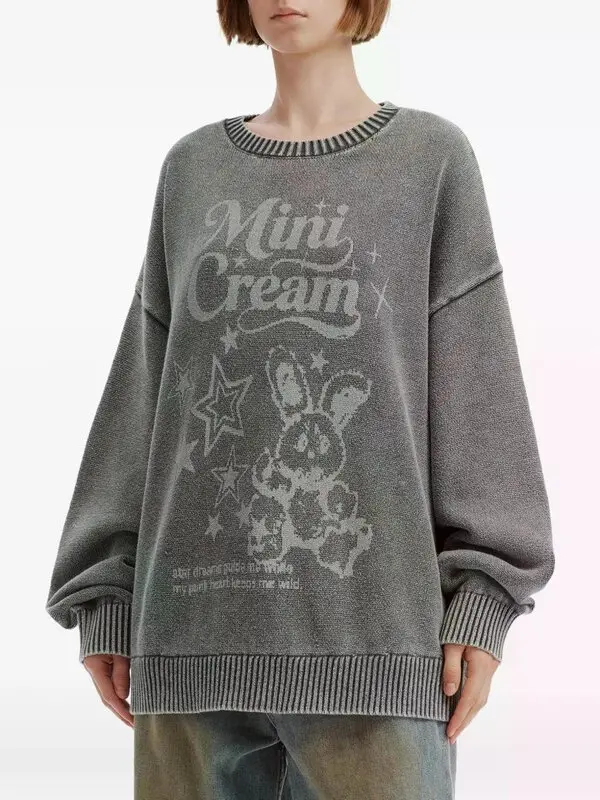 MINI CREAM Graphic-print Intarsia-knit Sweater