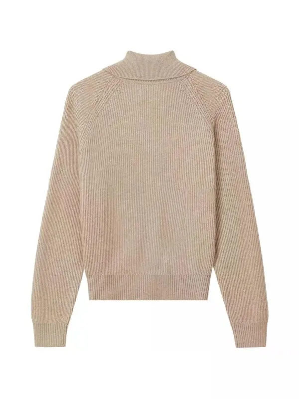 CHOCOOLATE Ribbed-knit Heart-patch Zip-up Cardigan