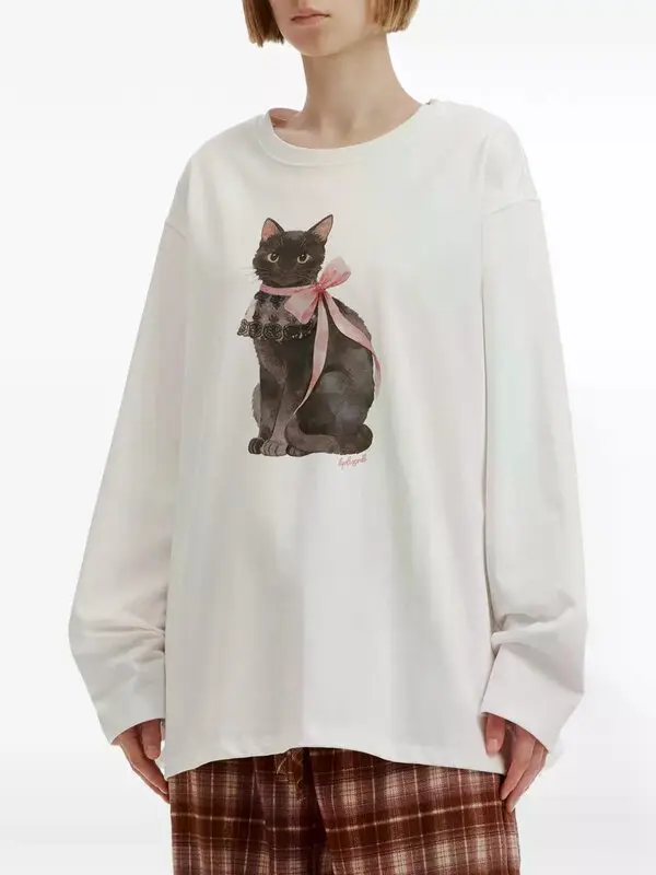 B+AB Cat-print Long-sleeve T-shirt
