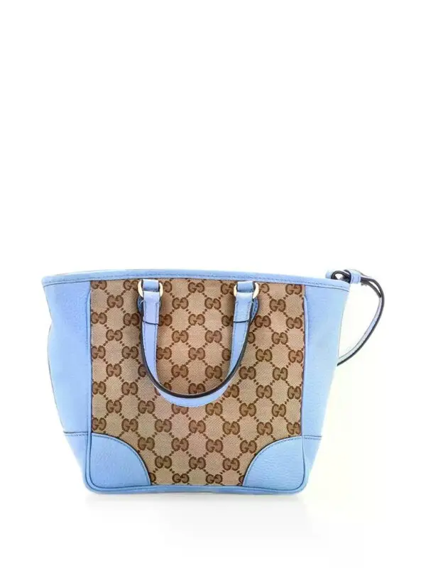 Gucci Bree Convertible Tote Gg Canvas With Leather Small Crossbody Bag - Blue