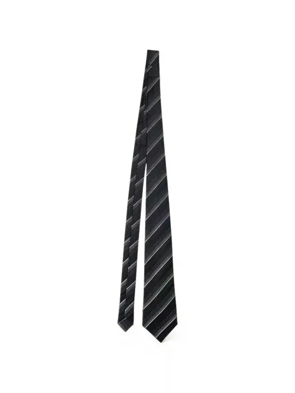 Comme Des Garçons Striped Polka-dot Tie - Black