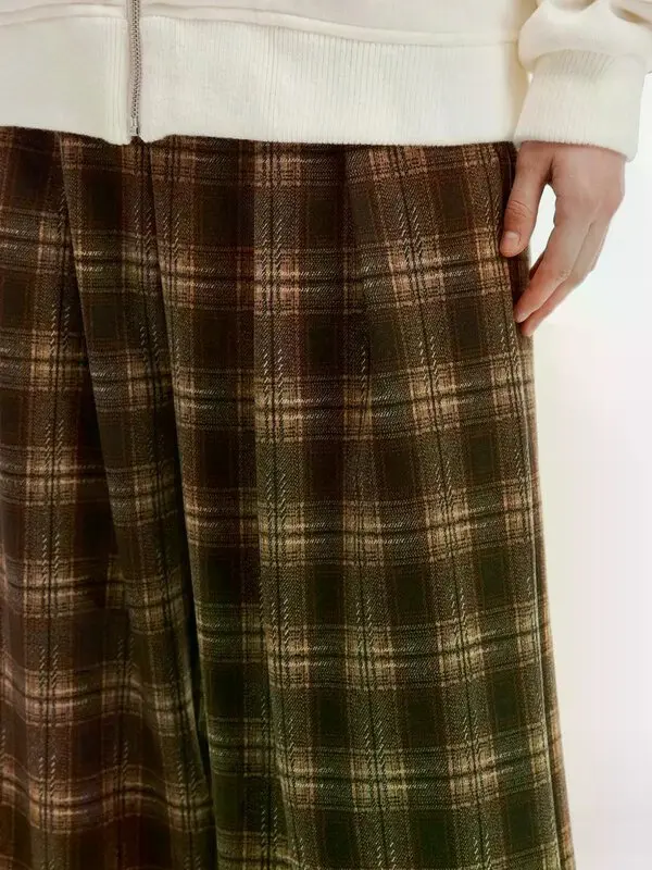 B+AB Plaid-check Pleated Trousers