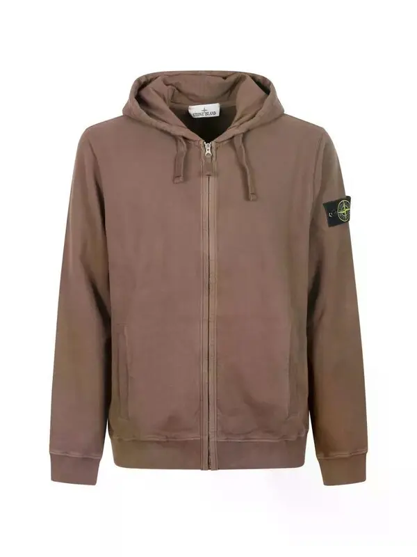 Stone Island Zip-up Hoodie - Brown