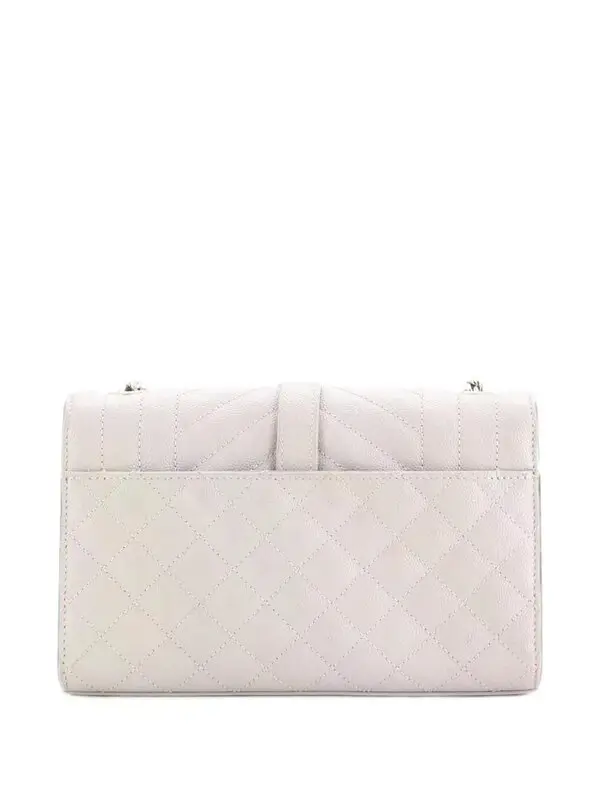 Saint Laurent Classic Monogram Envelope Satchel Mixed Matelasse Leather Small Crossbody Bag - Grey