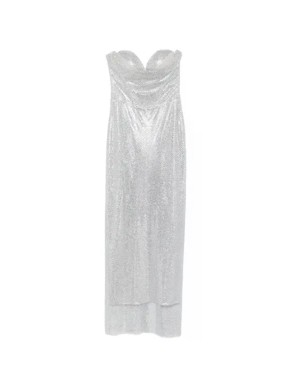 MITILIANE COUTURE Crystal-embellished Mesh Maxi Dress - Silver
